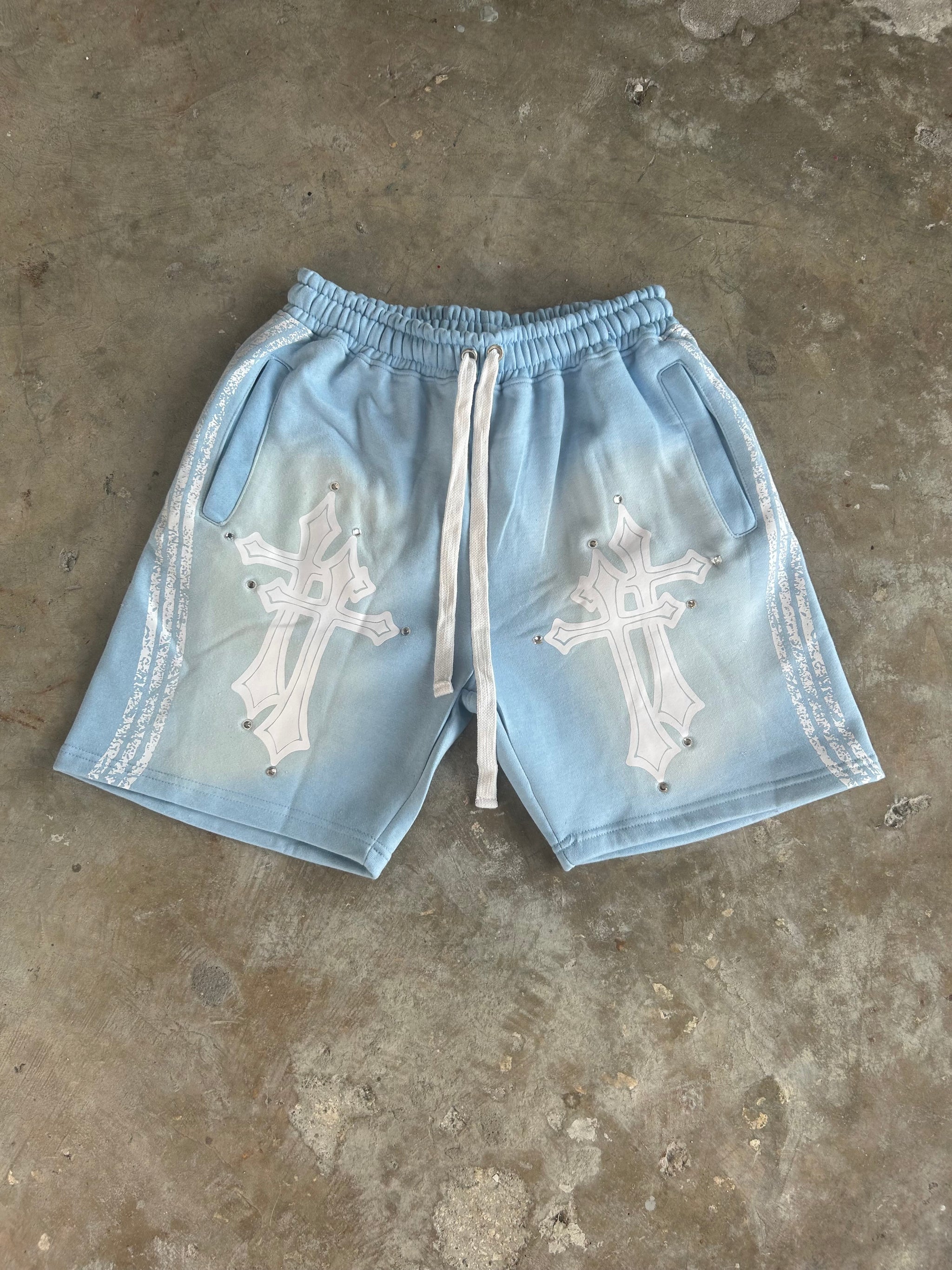 Baby Blue Double Cross Shorts